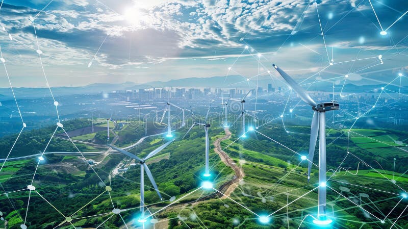 Mining Farm Renewable Energy Sources Stock Illustration - Illustration ...