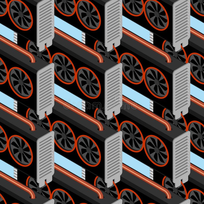 Mining Farm Seamless Pattern. Mining Rig GPU Ornament Stock Vector ...