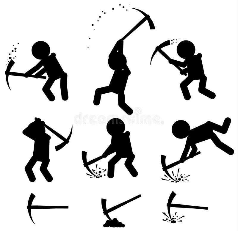 Mining Figure Symbols Set Black Stock Vector - Illustration of poses ...