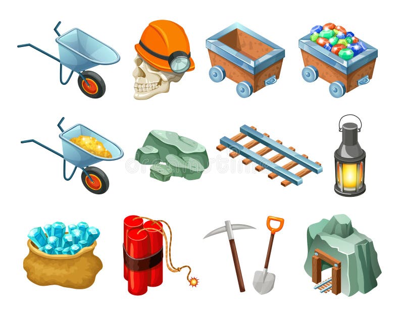 Mining Game Design Icon Set Stock Vector - Illustration of nature ...