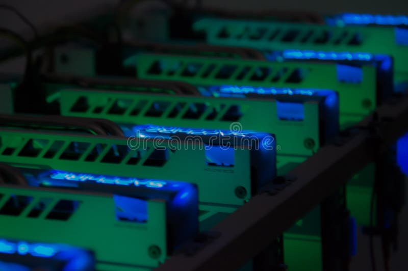 Mining GPU machine BLUE editorial photography. Image of machine - 162745342
