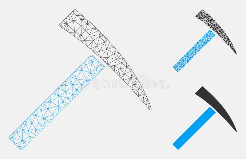 Mining Hammer Vector Mesh Network Model and Triangle Mosaic Icon Stock ...