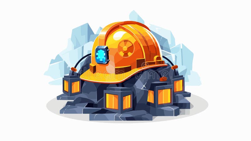 It Mining Hard Hat and Electronic Network Vector Cartoon Illustration ...