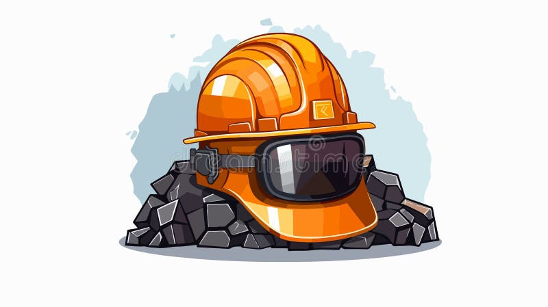 It Mining Hard Hat and Electronic Network Vector Cartoon Illustration ...
