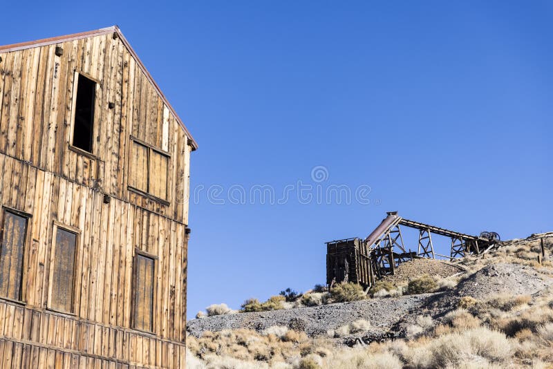 Mining Head Frame and Large Wood Building Stock Photo - Image of ...