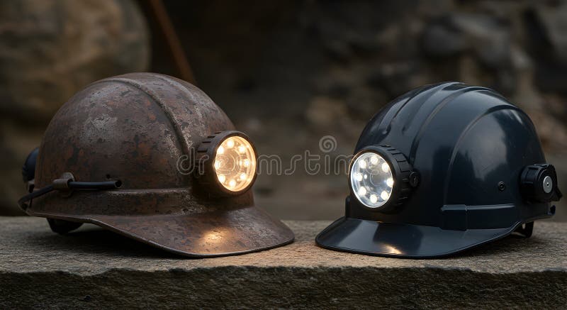 Mining Helmet Evolution stock illustration. Illustration of wheel ...