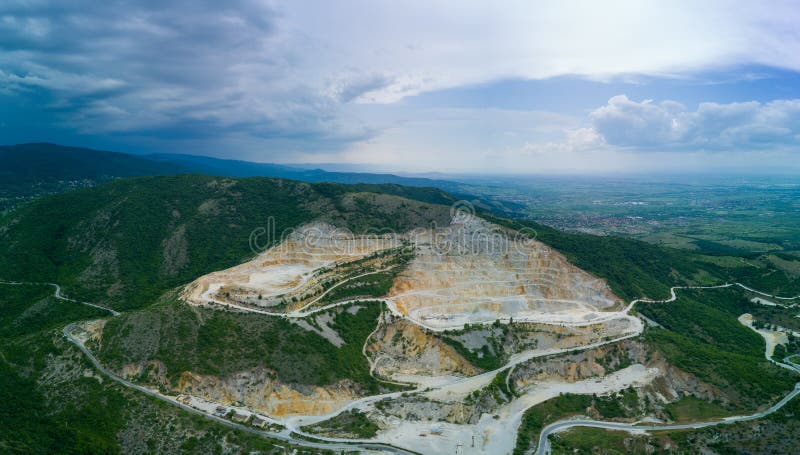 Mining on Mountain in Valley of Rhodope Mountains with Forests and ...