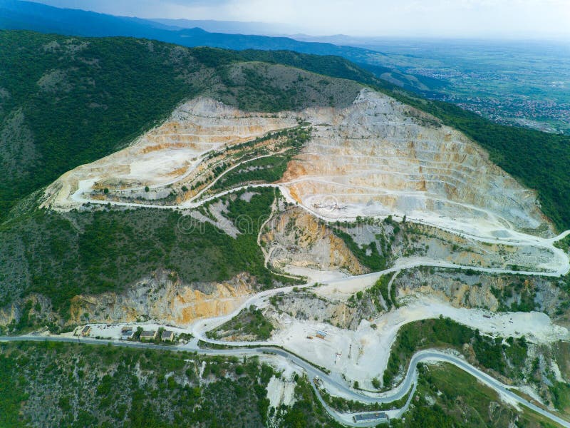 Mining on Mountain in Valley of Rhodope Mountains with Forests and ...