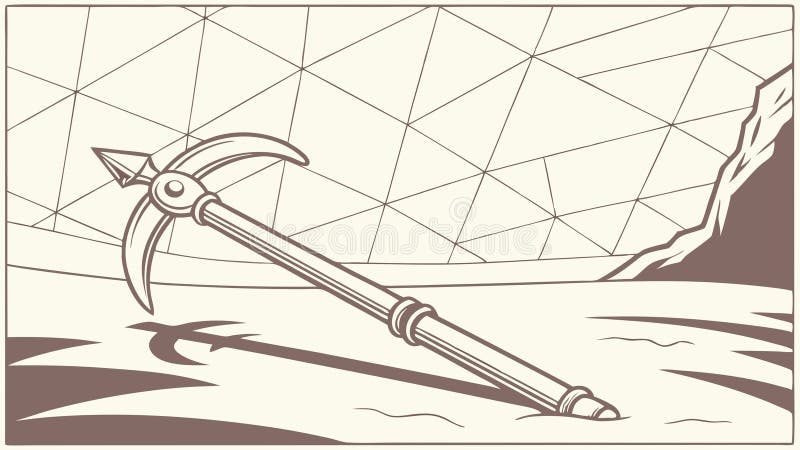 Mining Heritage Pickaxe in Rugged Geometric Mountains, Vector Design ...