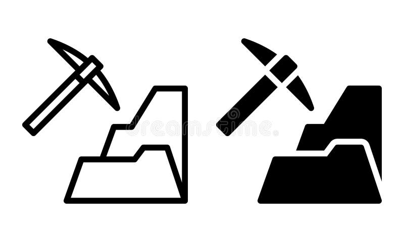 Mining Icon with Outline and Glyph Style. Stock Vector - Illustration ...