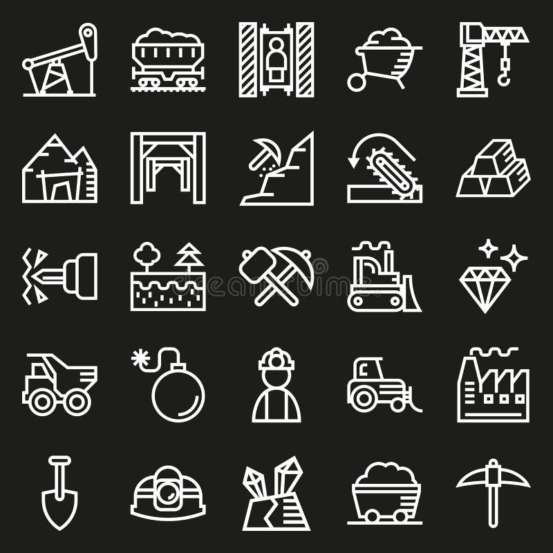 Mining Icon Collection for Web, App Stock Illustration - Illustration ...