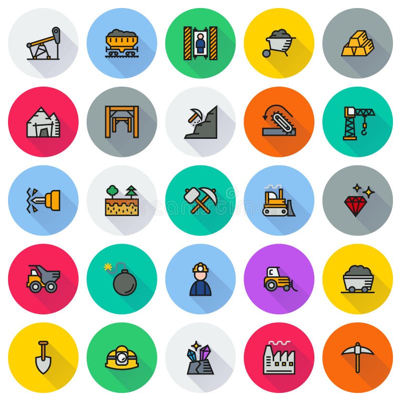 Mining Icon Collection for Web, App Stock Illustration - Illustration ...