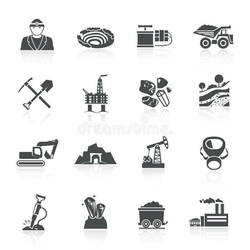 Vector black mining icons stock illustration. Illustration of power ... Vector black mining icons stock illustration. Illustration of power ...