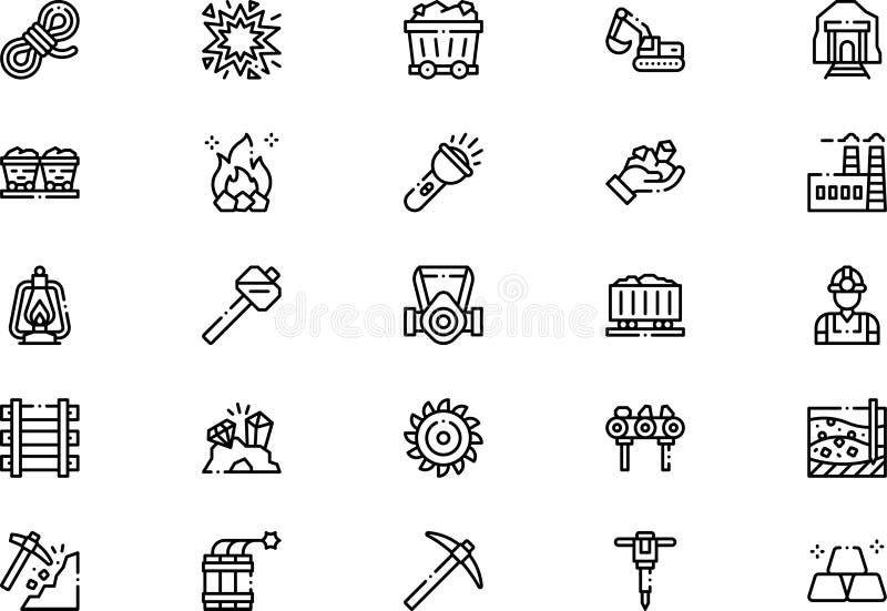 Mining Icons Collection is a Vector Illustration with Editable Stroke ...