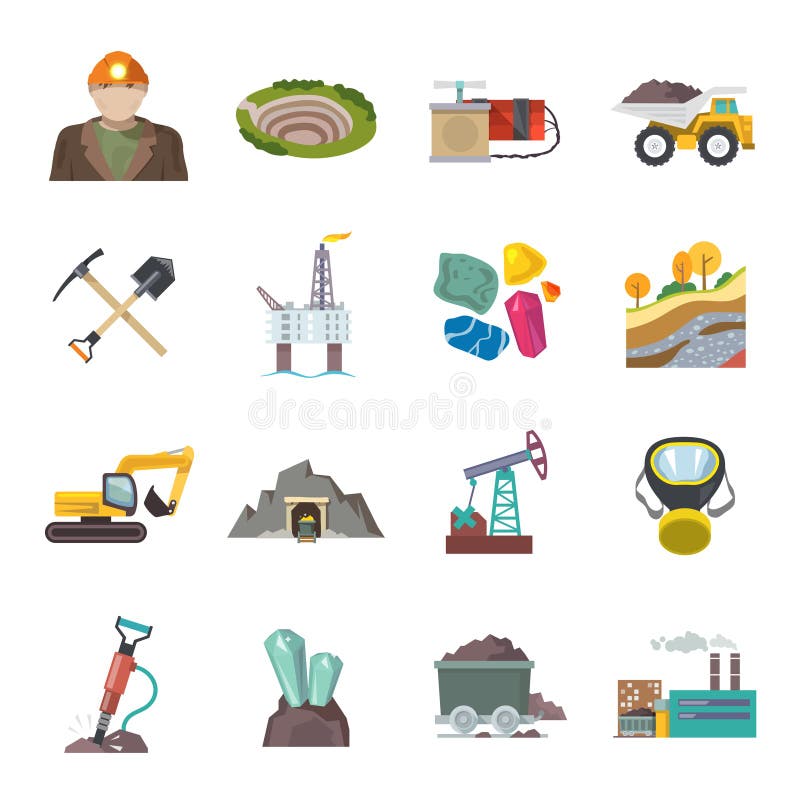 Mining Icons Black stock vector. Illustration of industrial - 49819291