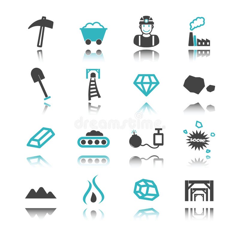 Mining Icons Black stock vector. Illustration of industrial - 49819291