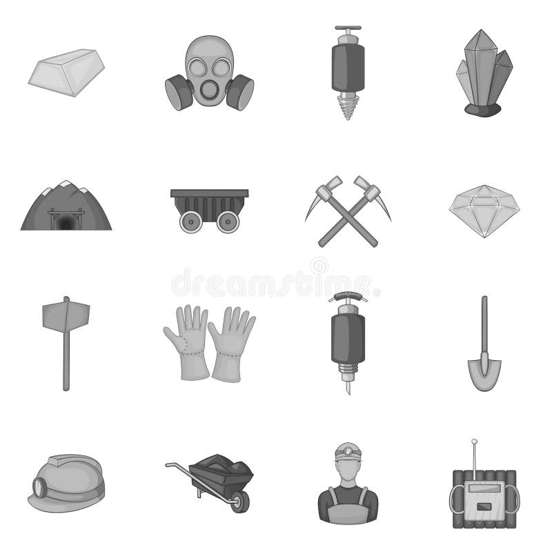 Vector black mining icons stock illustration. Illustration of fire ...
