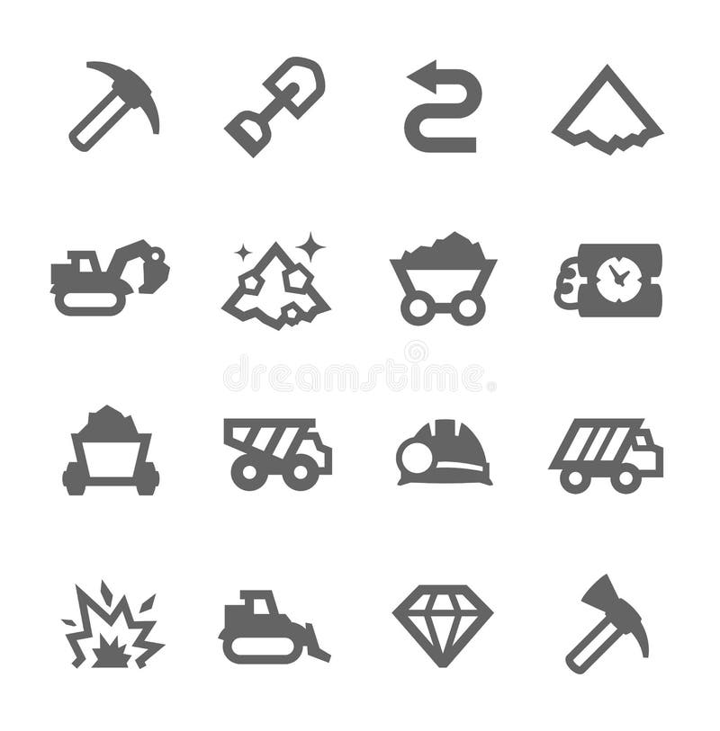 Mining icons stock vector. Illustration of helmet, bulldozer - 39986829