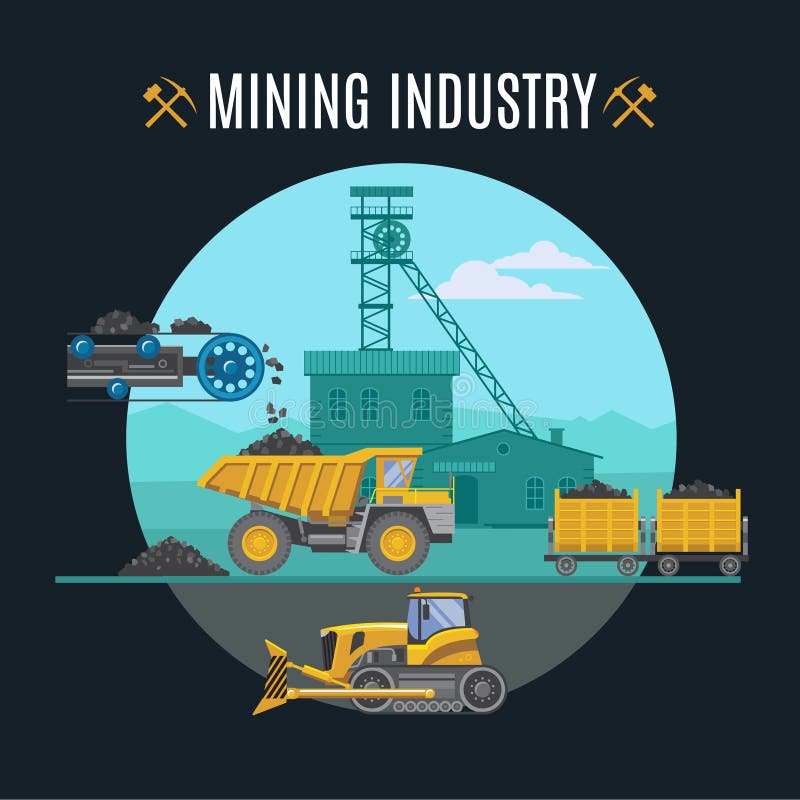 Mining Industry Orthogonal Banners Set Stock Vector - Illustration of ...