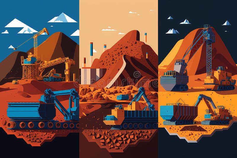 Mining Industry. Extraction of Ore and Minerals Stock Illustration ...