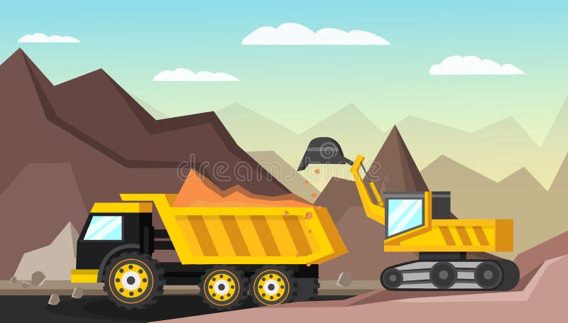 Mining And Quarrying Industry Objects And Icons Stock Vector ...