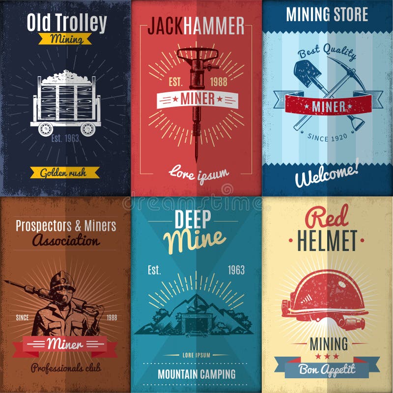 Mining Industry Posters Collection Stock Vector - Illustration of print ...