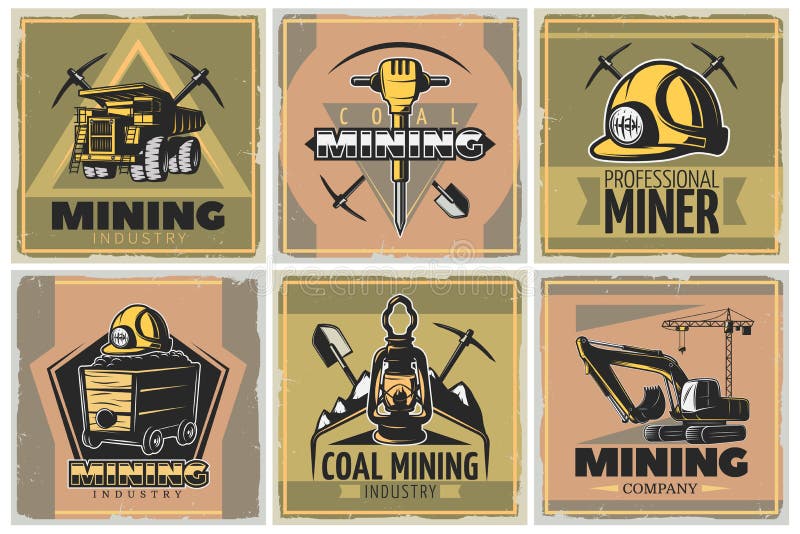 Mining Industry Retro Stamp Stock Illustrations – 36 Mining Industry ...