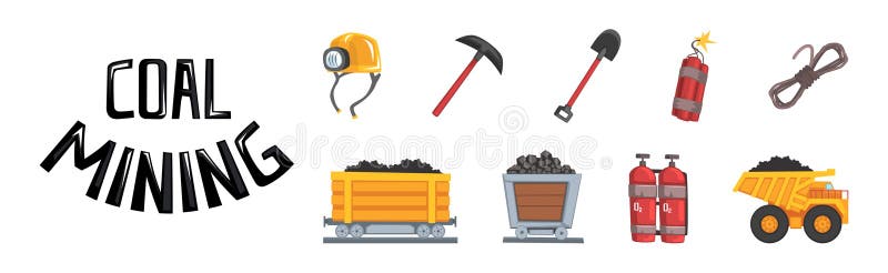 Mining Industry Tool and Extracting Equipment Vector Set Stock Vector ...