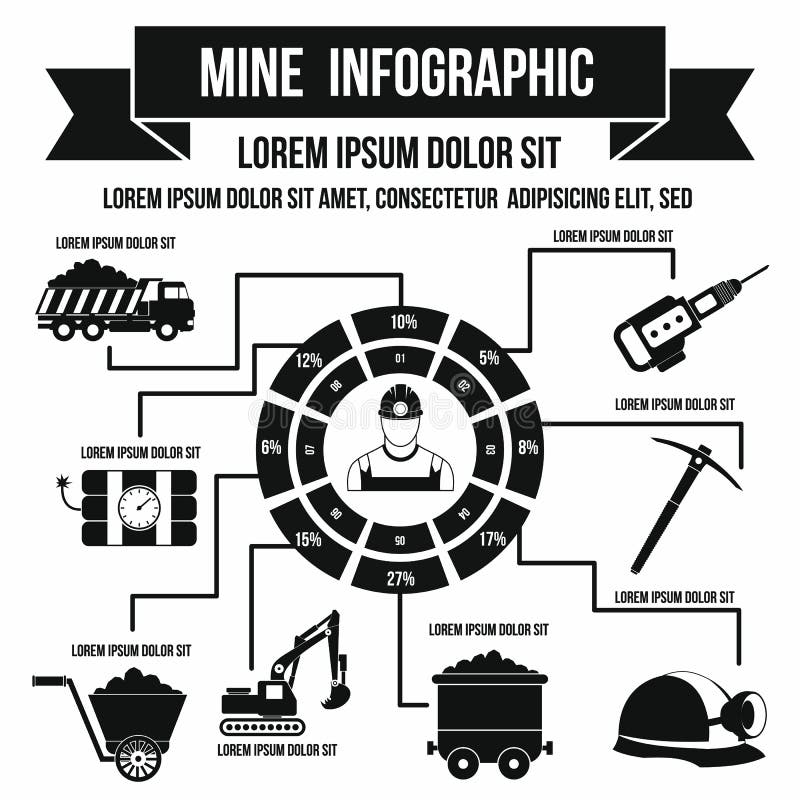 Mining Infographic, Simple Style Stock Illustration - Illustration of ...