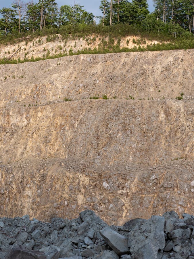 Mining Levels at Open Granite Gravel Quarry. Open Mine Stock Photo ...