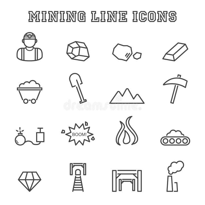 Mining line icons stock vector. Illustration of miner - 62125406