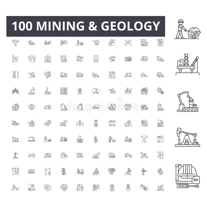 Mining Line Icons, Signs, Vector Set, Outline Illustration Concept ...