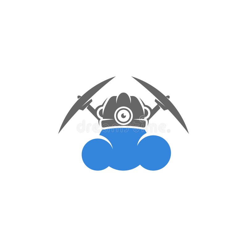 Mining Logo Template with Cloud. Stylish Monochrome Vector Illustration ...