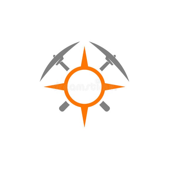 Mining Logo Template with Compass Concept. Stylish Monochrome Vector ...