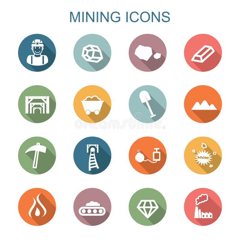 Vector black mining icons stock illustration. Illustration of power ...