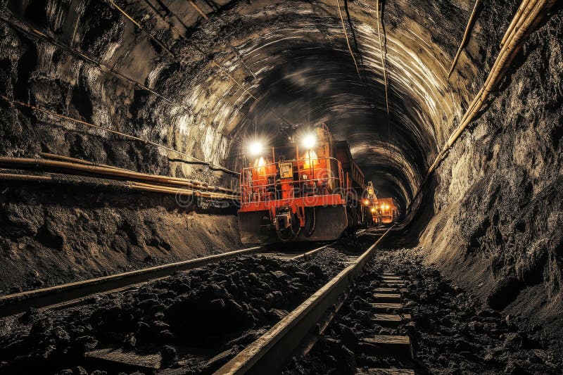 Mining Machine Working in Coal Mine Tunnel Stock Image - Image of ...