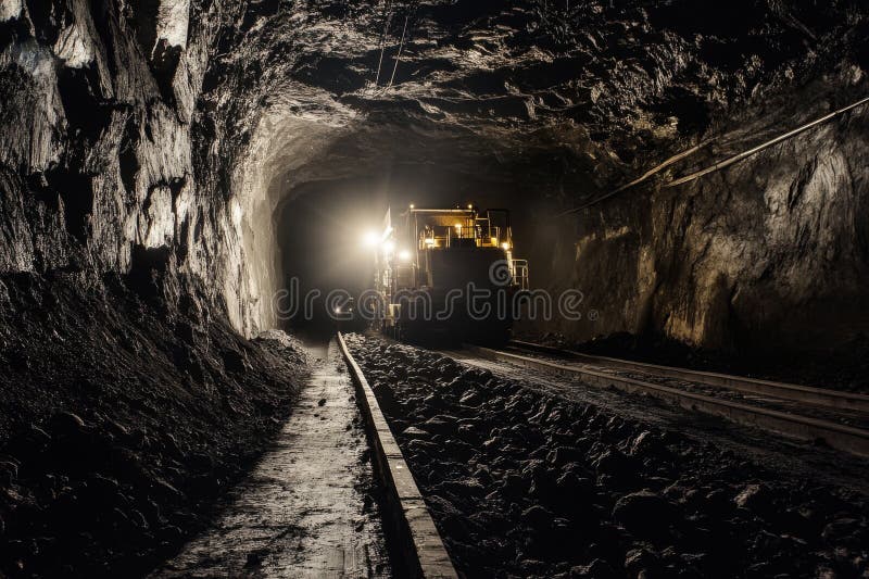 Mining Machine Working in Coal Mine Tunnel Stock Image - Image of stone ...