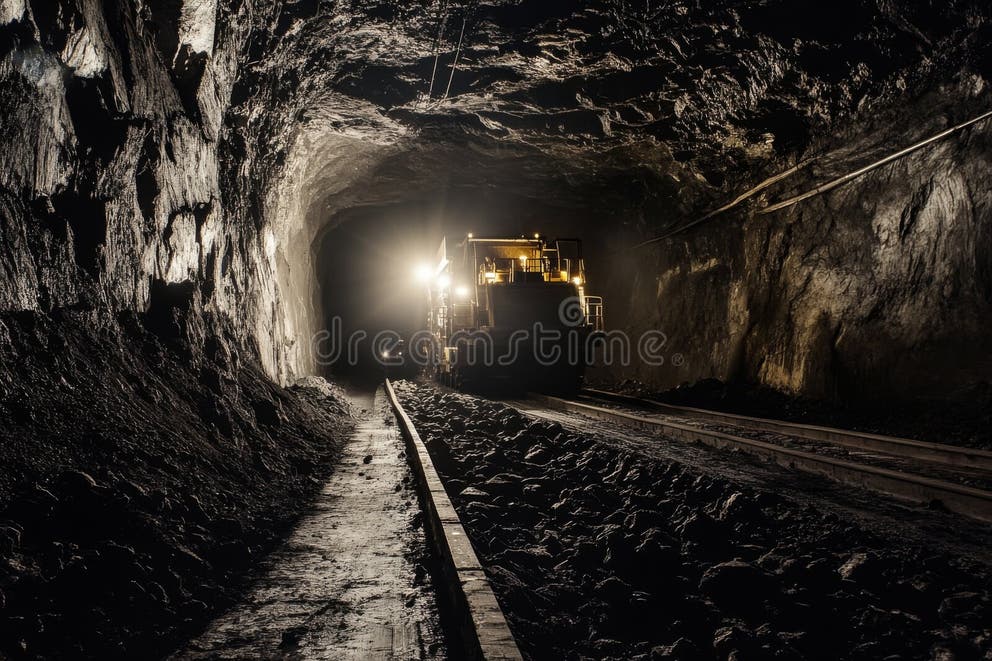 Mining Machine Working in Coal Mine Tunnel Stock Image - Image of stone ...