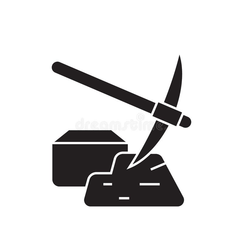 Mining of Minerals Black Vector Concept Icon. Mining of Minerals Flat ...