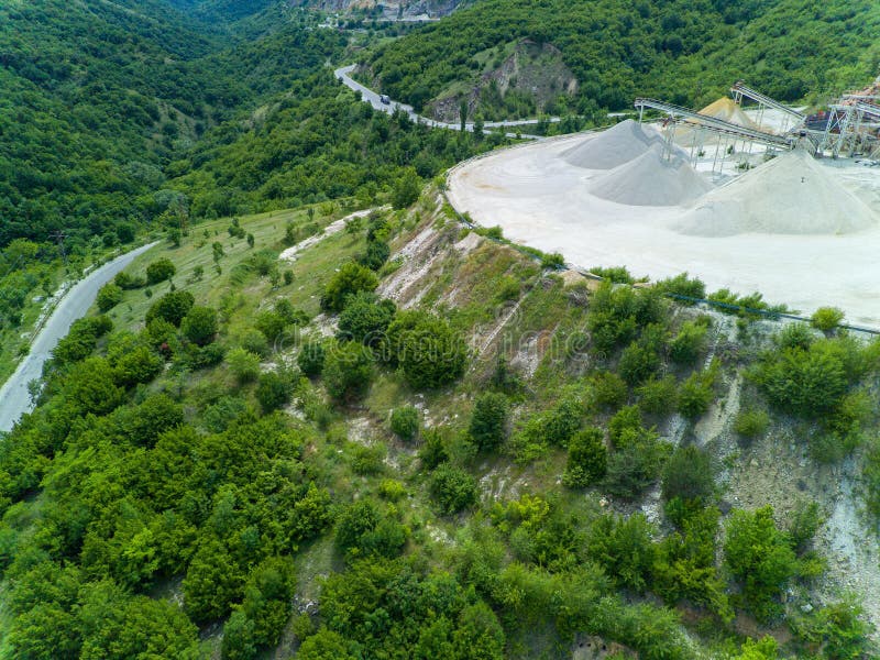 Mining on Mountain in Valley of Rhodope Mountains with Forests and ...