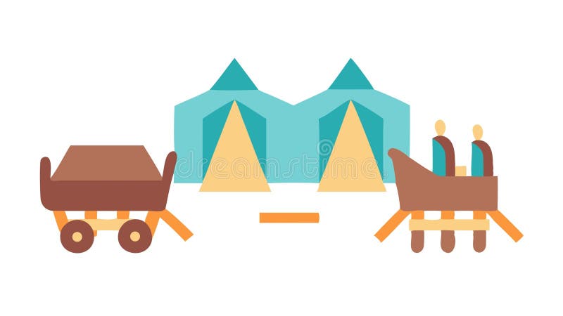 Mining Operation with Mine Cart and Tents Vector Icon, Vector Design ...