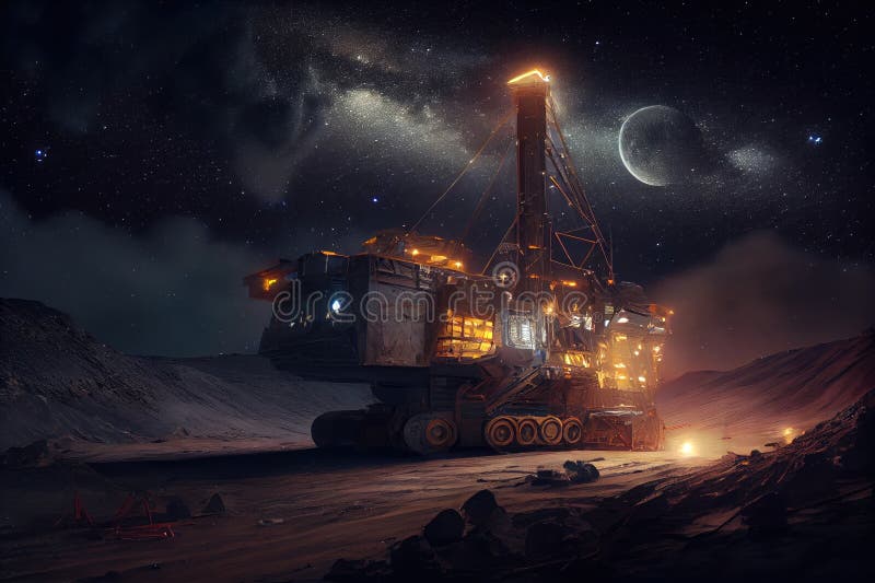 Mining Operation with View of the Night Sky, Stars Visible Stock ...