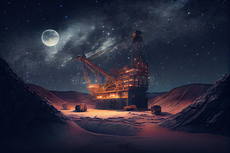 Mining Operation with View of the Night Sky, Stars Visible Stock ...