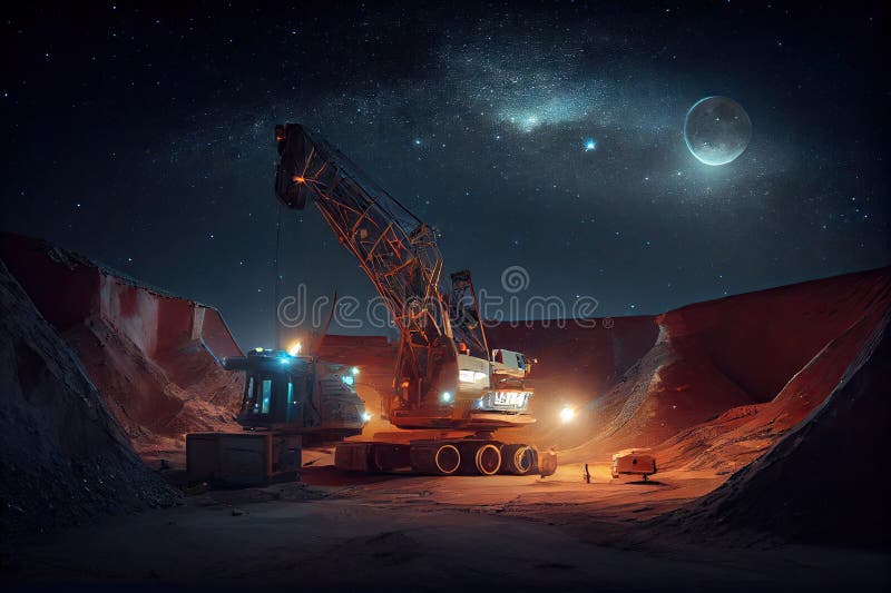 Mining Operation with View of the Night Sky, Stars Visible Stock ...