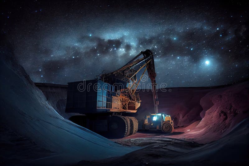 Mining Operation with View of the Night Sky, Stars Visible Stock ...