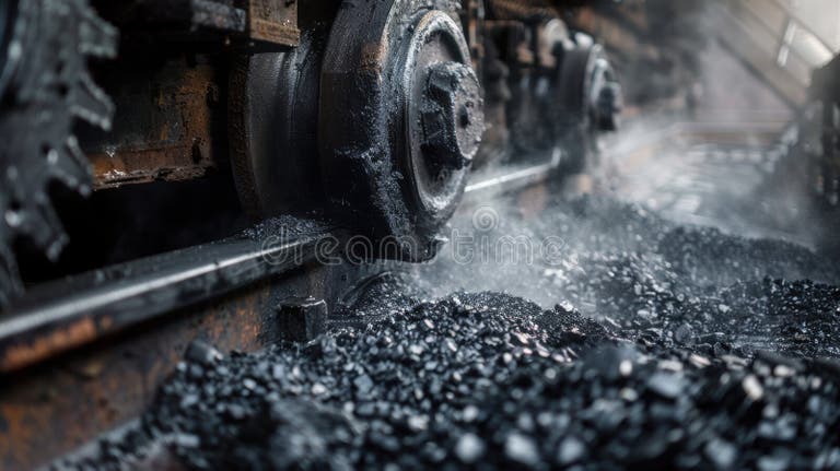 Mining Operation with Workers Extracting Coal from Deep Underground ...