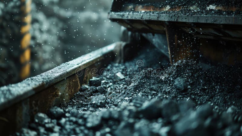 Mining Operation with Workers Extracting Coal from Deep Underground ...