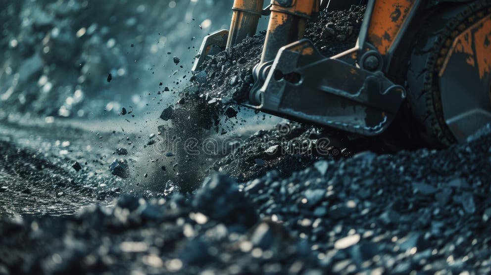 Mining Operation with Workers Extracting Coal from Deep Underground ...