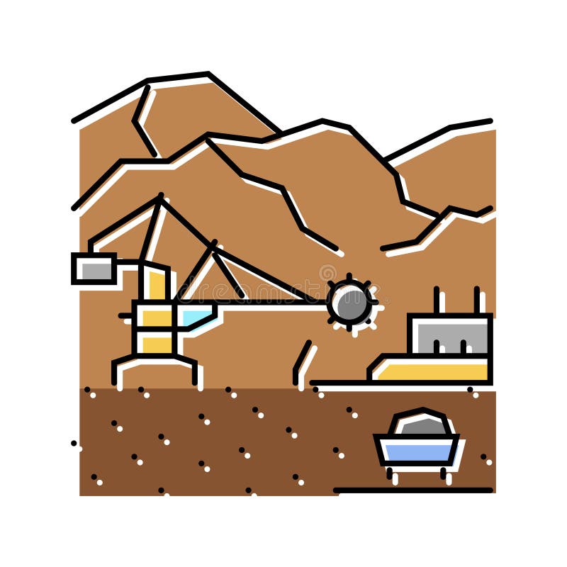 Mining Operations Color Icon Vector Illustration Stock Illustration ...