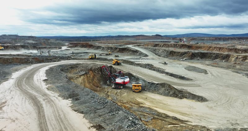 Excavator Loading Dump Truck in Open Pit Mine. Stock Clip Stock Video ...